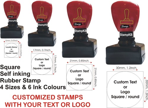 Custom Rubber Stamp Self Inking Personalised Your / Logo Round or ...