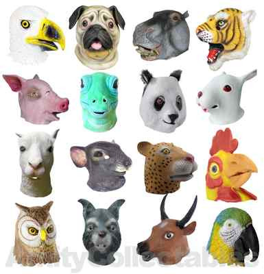 LATEX ANIMAL MASK Full Head Cosplay Fancy Dress Halloween Carnival ...