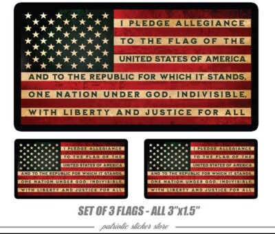 3x American Flag Pledge of Allegiance Sticker Grunge Decal Vinyl Car ...