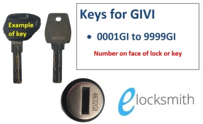 Key to suit GIVI Motorcycle Top Box Lock Keys Cut, Codes: 0001GI ...