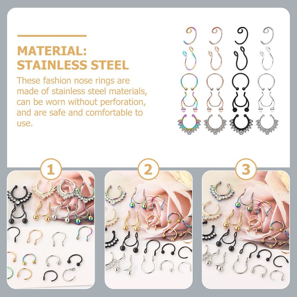 1 Set No Piercing Nose Stainless Steel Nose Clip Nose Cuff Nose | eBay ...