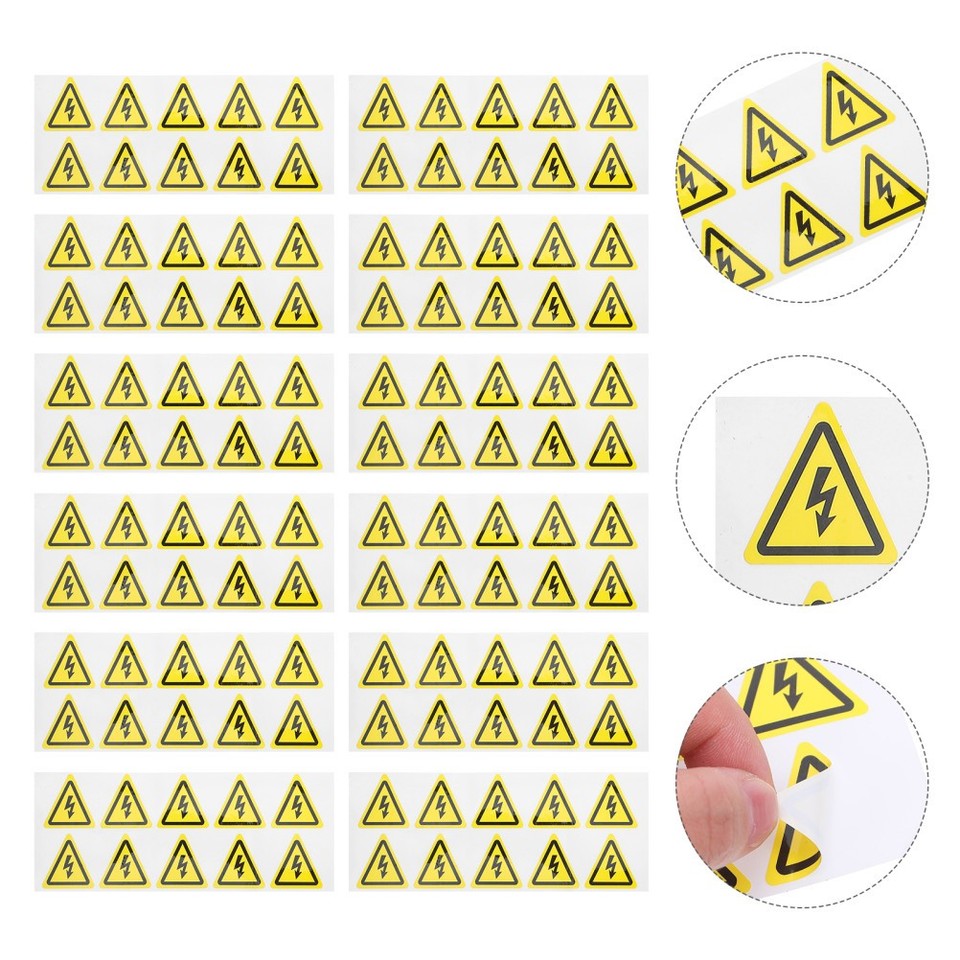 200pcs High Voltage Sign - Electrical Warning Stickers Yellow Triangle ...