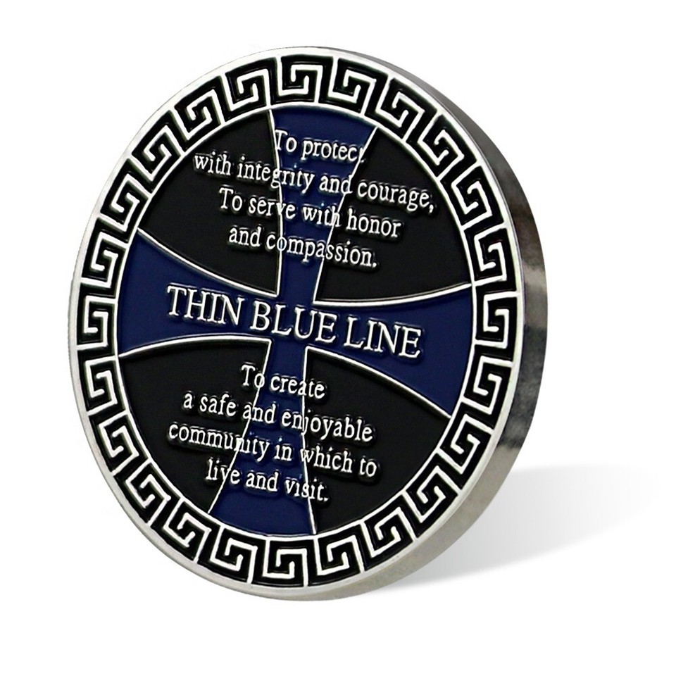Spartan Warrior Challenge Coin, Law Enforcement Police Medal Thin Blue ...
