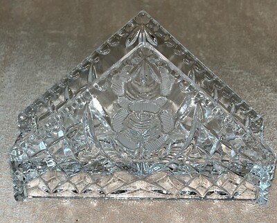 Crystal Triangle Napkin Holder Rose & Waffle Pattern Crimped Edge ...