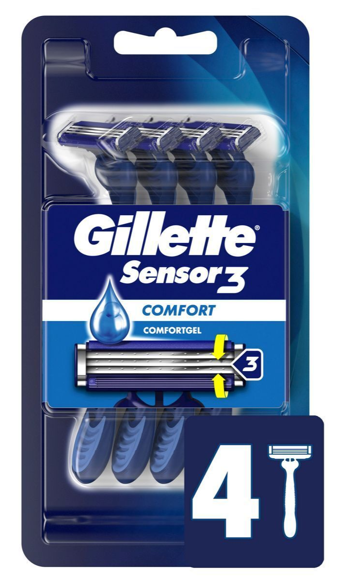 Gillette Sensor3 Comfort Men's Disposable 3-Blade Razors with Comfort ...