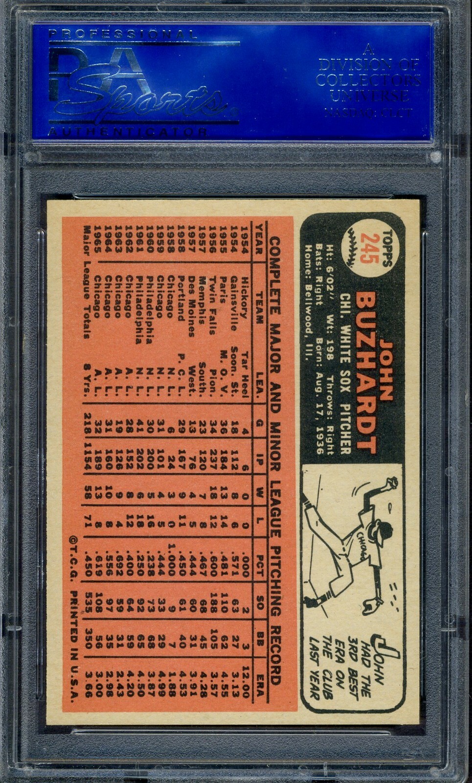 1966 Topps - #245 John Buzhardt for sale online | eBay