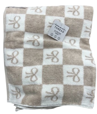 Common Thread Brown and White Checkered Bow Soft Touch Bath Towels Set ...