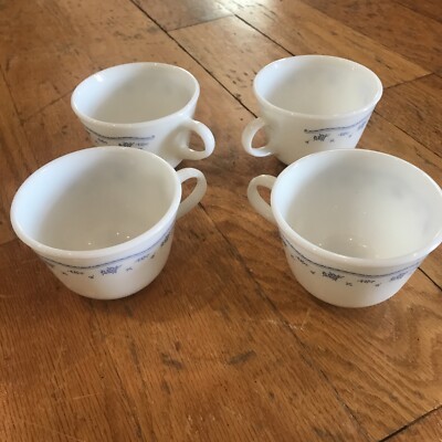 Vintage Pyrex Morning Blue Coffee / Tea Cups Set Of 4 | eBay