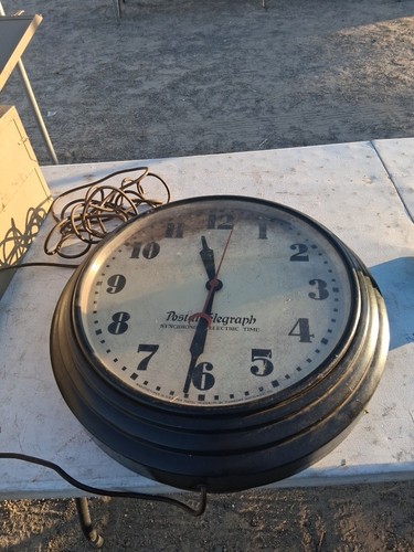 Vintage 20" Postal Telegraph Electric Wall Clock by Hammond Rare! Works ...