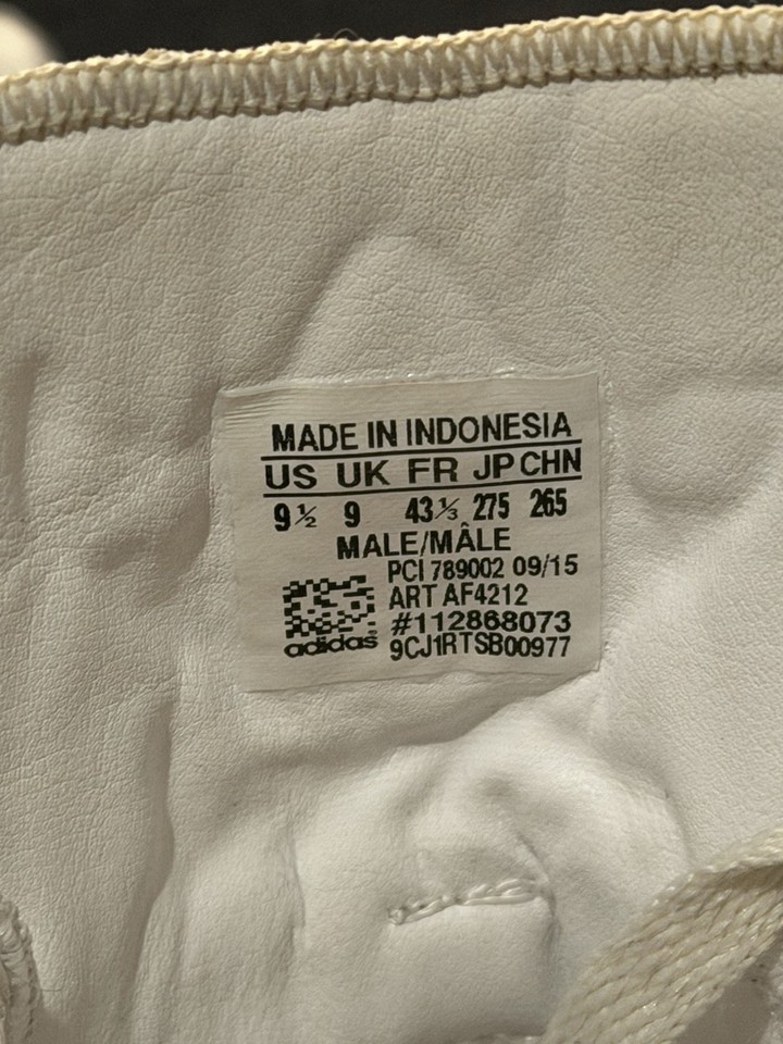 Mens Adidas Super Samba Trainers in Triple White Leather in Size 9 UK ...