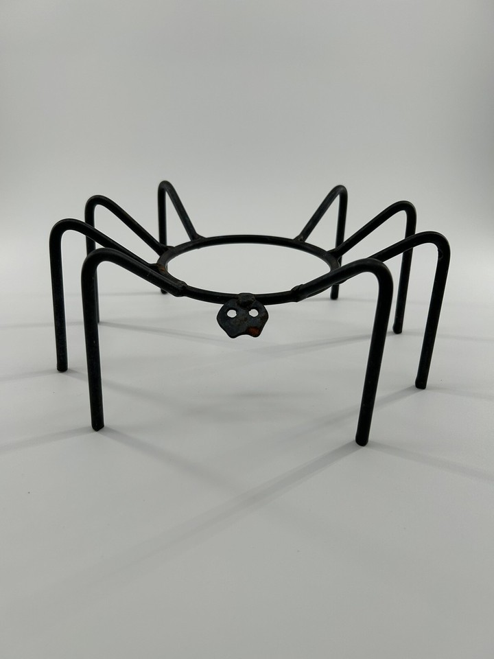 Metal Spider Plant Stand Wrought Iron Candy Bowl Holder Halloween Goth ...