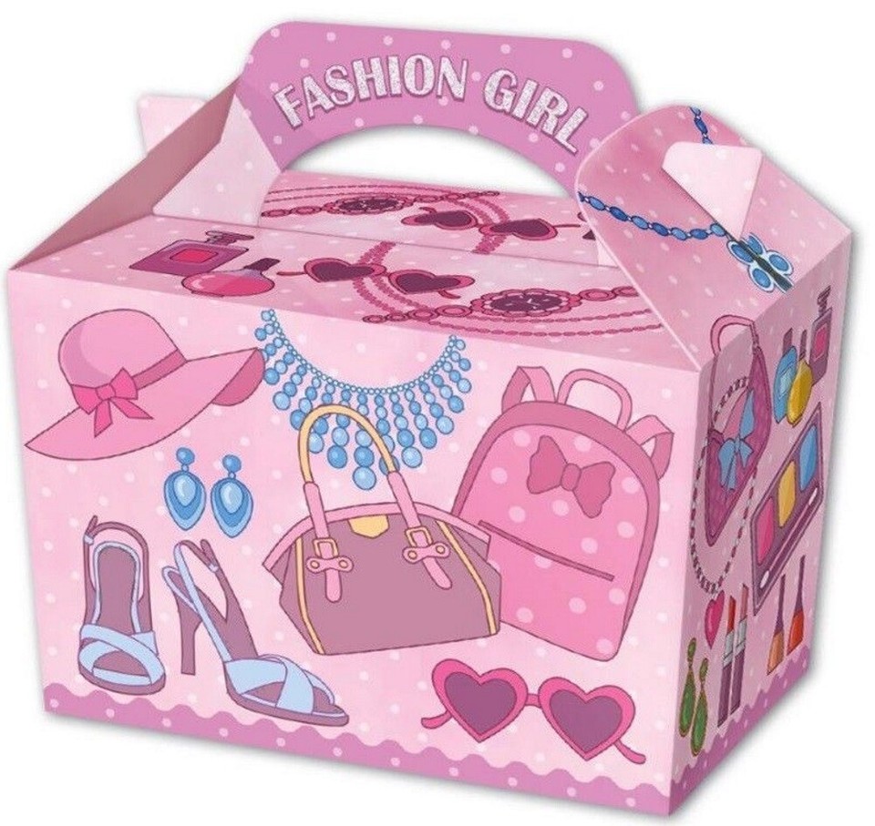 6 x Childrens Kids Themed Party Boxes Carry Food Meal Box Birthday Gift ...