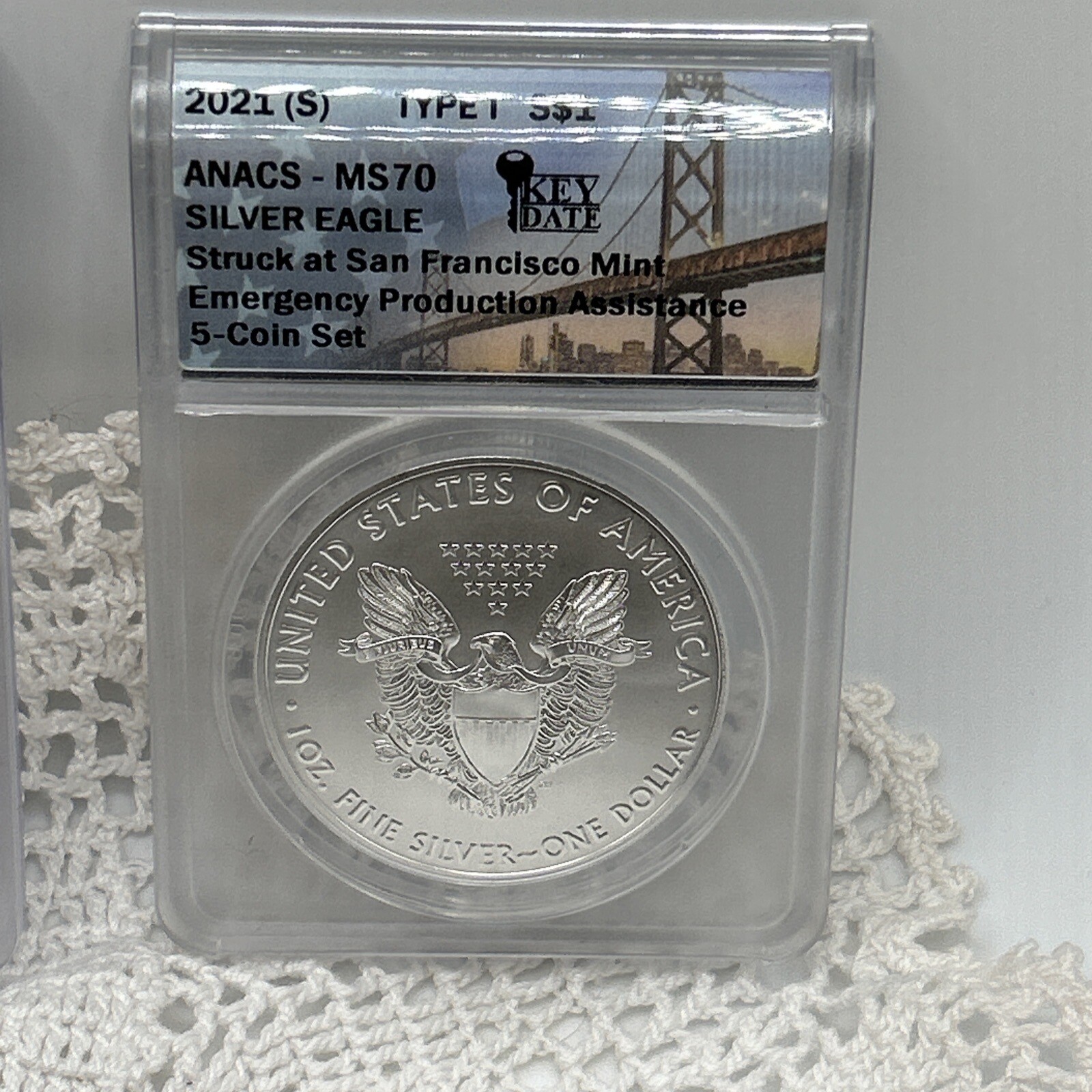 2021 W/S/P SILVER EAGLE 5 COIN SET ANACS MS70 KEY DATE | eBay