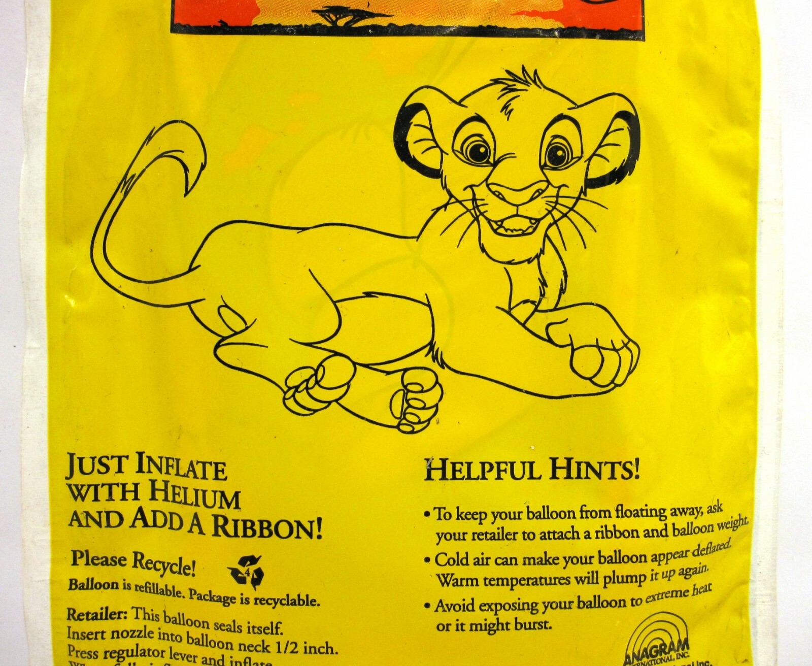 Rare Vintage 1994 Disney's The Lion King Heart Shaped Mylar Balloon ...
