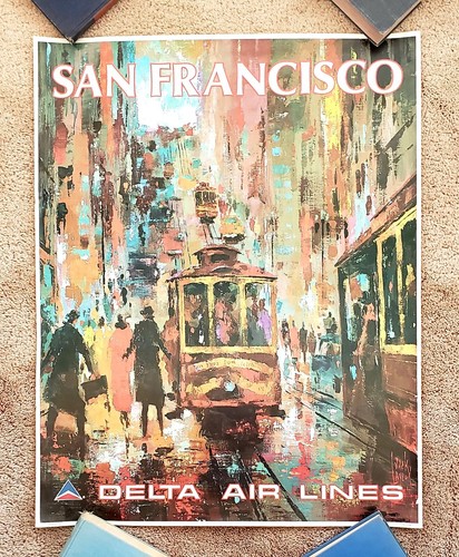 Vintage Original 1970s DELTA AIRLINE SAN FRANCISCO Travel Poster art ...