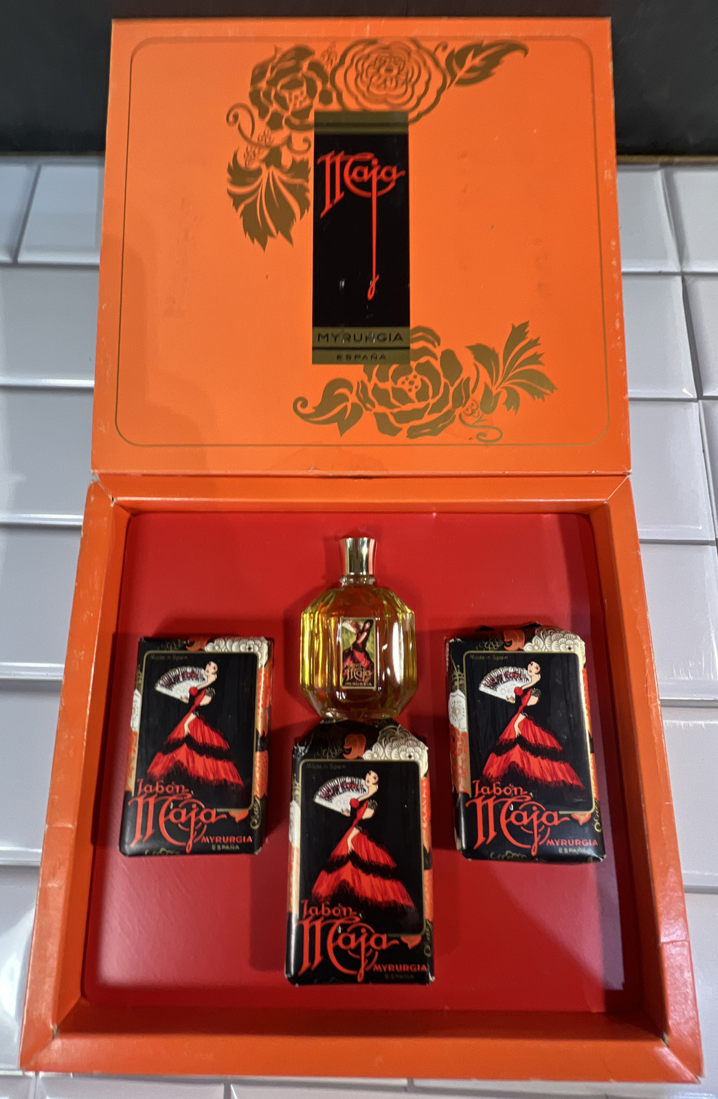 Vintage Myrurgia Maja Spain 1 oz Cologne & 3 Soaps 8 5/8 oz Gift Box ...