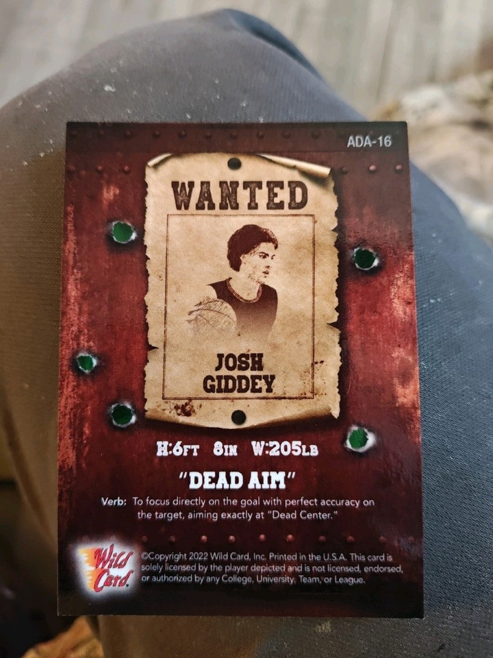 #5/7 JOSH GIDDEY DEAD AIM 2021-22 ROOKIE WILD CARD | eBay