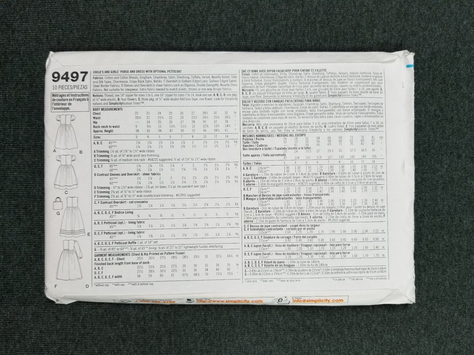 Simplicity Pattern #9497 ~ Girls Dresses & Purse ~ Child 3 4 5 6 ~ FF ...