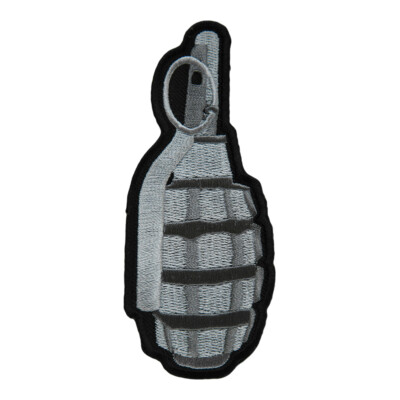 Silver Hand Grenade & Pin Embroidered Patch, Weapon Patches | eBay