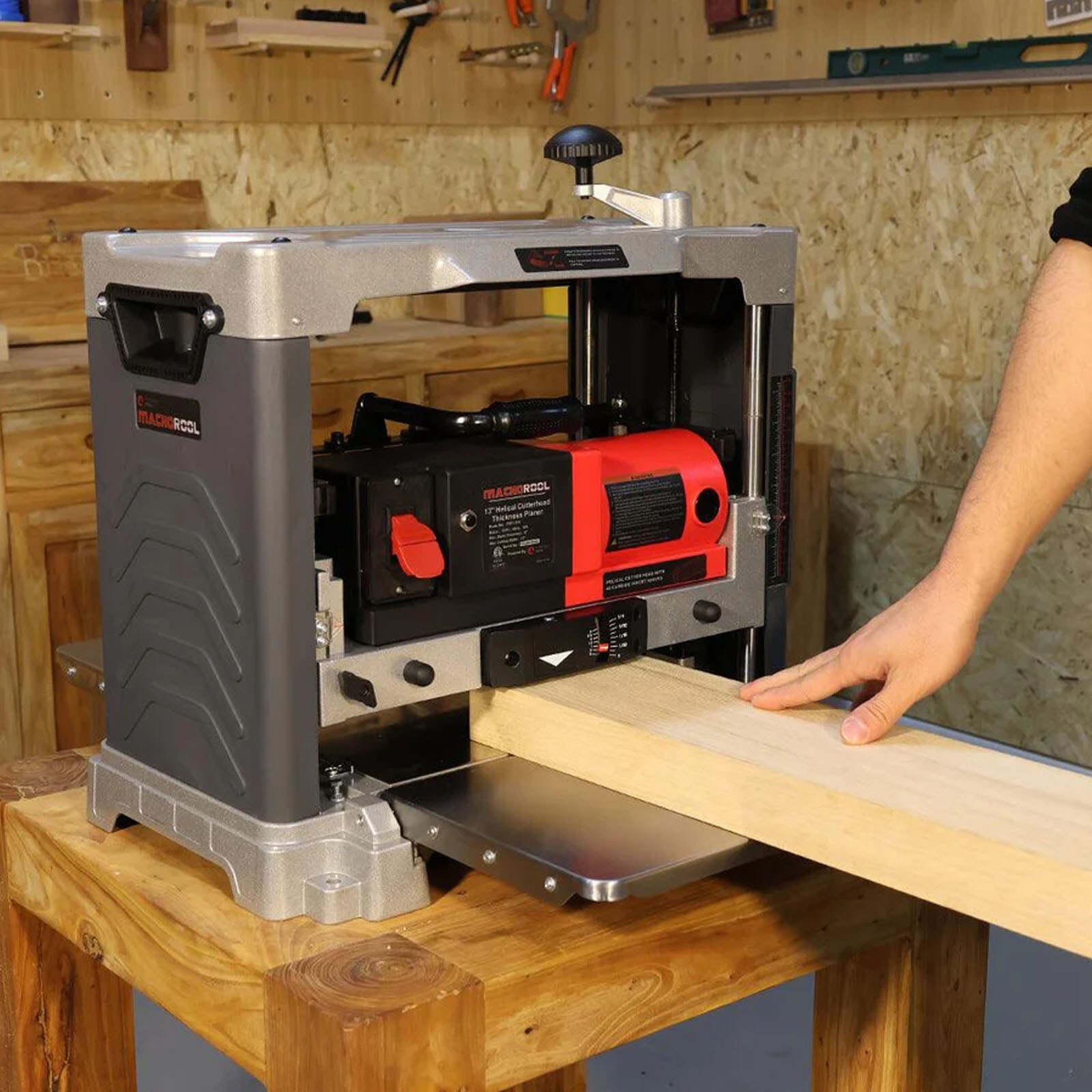 13 in Thickness Planer 1800W Wood Planer with Helical Cutterhead for ...