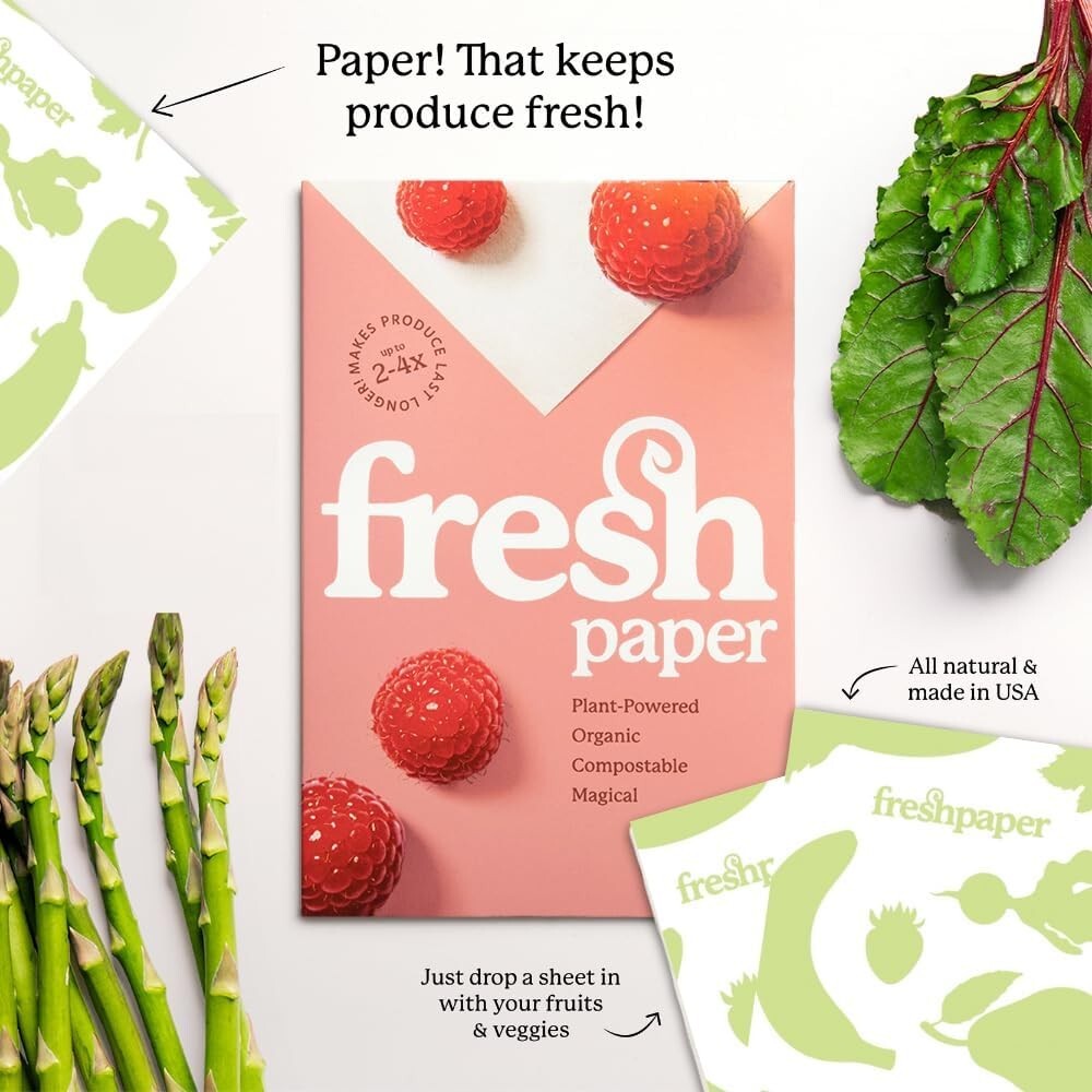 FRESHPAPER Keeps Fruits & Vegetables Fresh for 2-4x Longer 8 Reusable ...