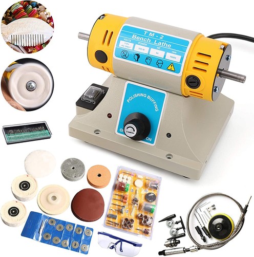350W Jewelry Polishing Machine Gem Rock Buffer Bench Lathe Grinding ...