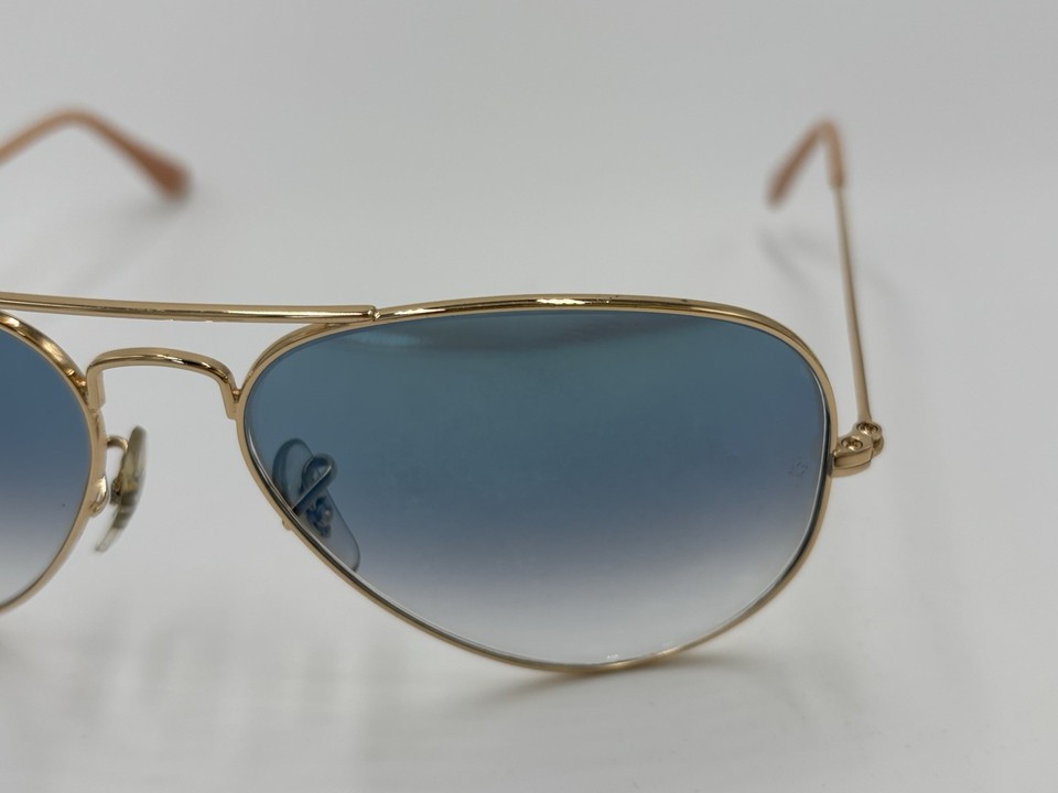 RAY BAN RB3025 001/3F 58mm AVIATOR LIGHT BLUE GRADIENT/ GOLD AUTHENTIC ...