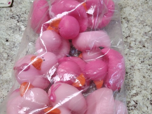 12 Pink Mini Rubber Ducks Duckies Cupcake Toppers Girl Baby Shower ...