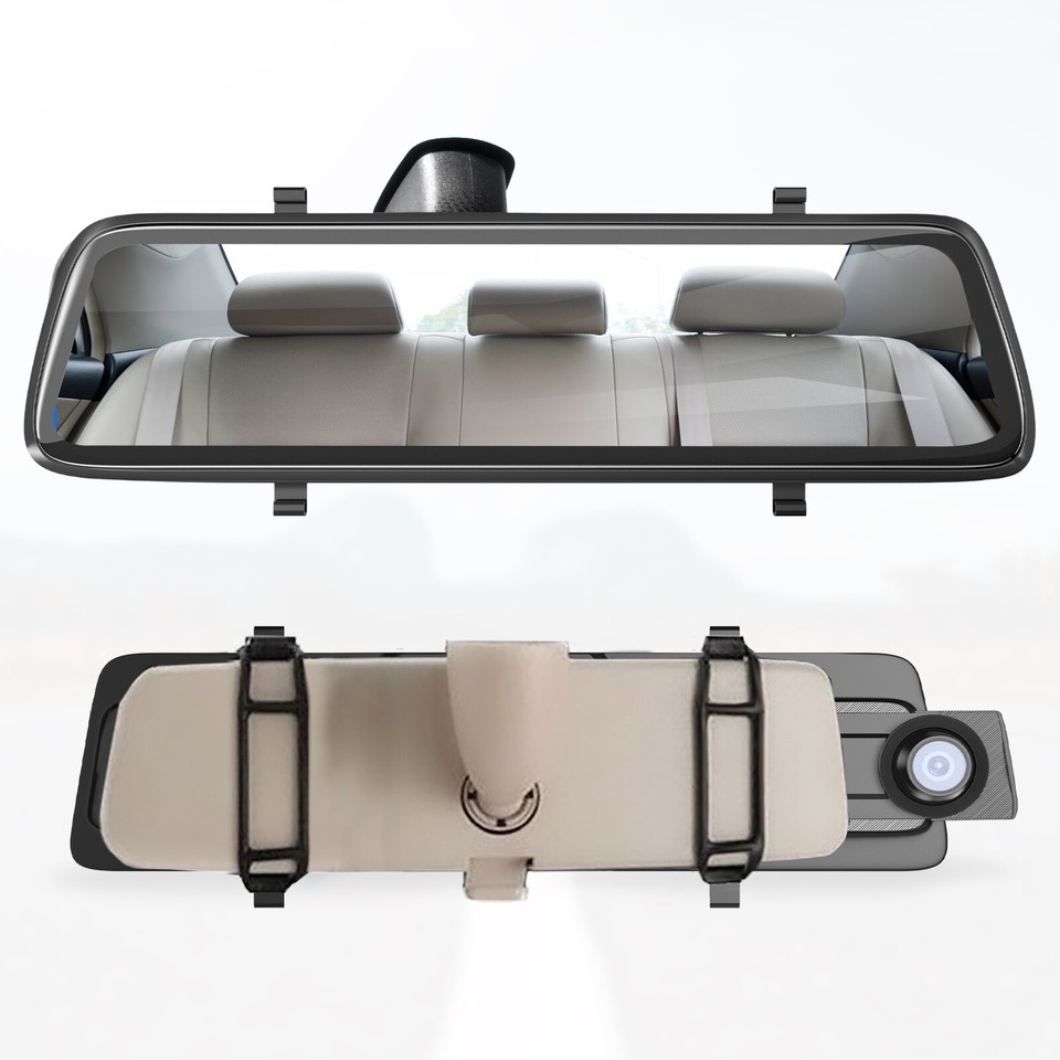 10" Full Touch HD 1080P Car Dual Lens DVR Rear View Mirror Video Dash ...