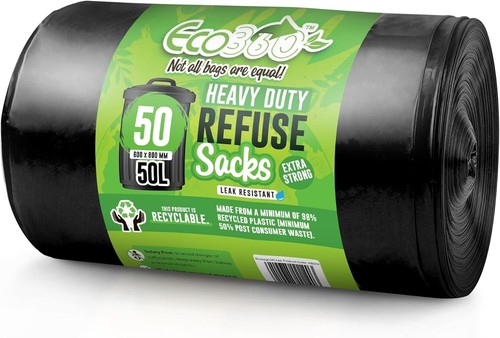 50 x Heavy Duty Super Strong Refuse Sacks Thick Rubbish Bags Bin Liners ...