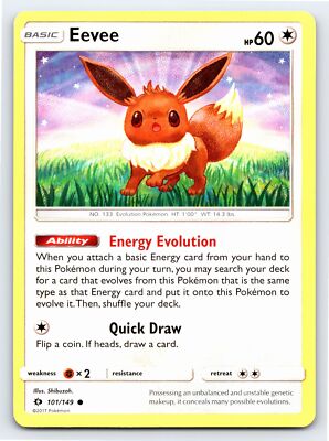 Eevee 101/149 Common Sun & Moon Base Set Pokemon Card - NM | eBay