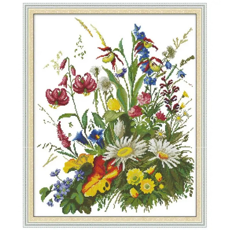 Full Embroidery Eco-cotton Thread 14CT Flowers Cartoon Cross Stitch Kit ...