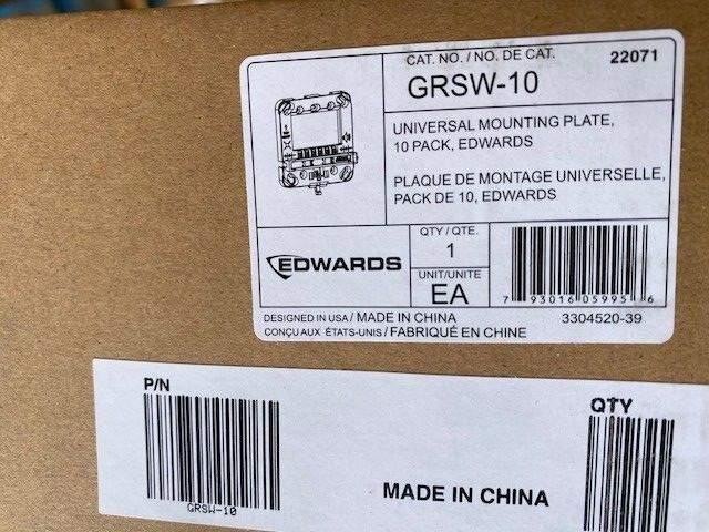 Edwards GRSW Mounting Plate - Pack of 10 (GRSW10) for sale online | eBay