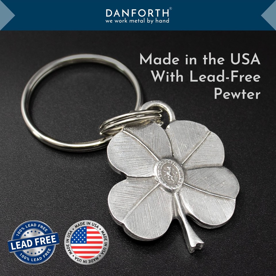 DANFORTH Four Leaf Clover Keychain Green | Pewter | Durable Handcrafted ...