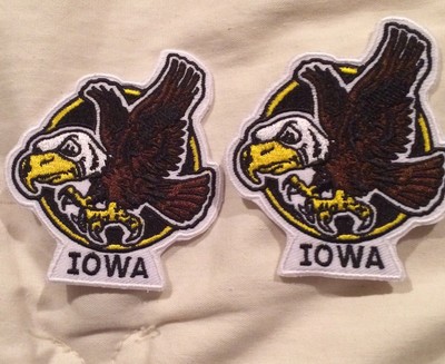 (2) IOWA HAWKEYES, Vintage/ Retro - Patch-Iron On 3" x 2 1/2" (Lot Of 2 ...