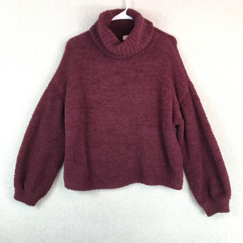 SO Brand Cropped Sweater Womens Juniors Large Maroon Fuzzy Turtle Neck ...