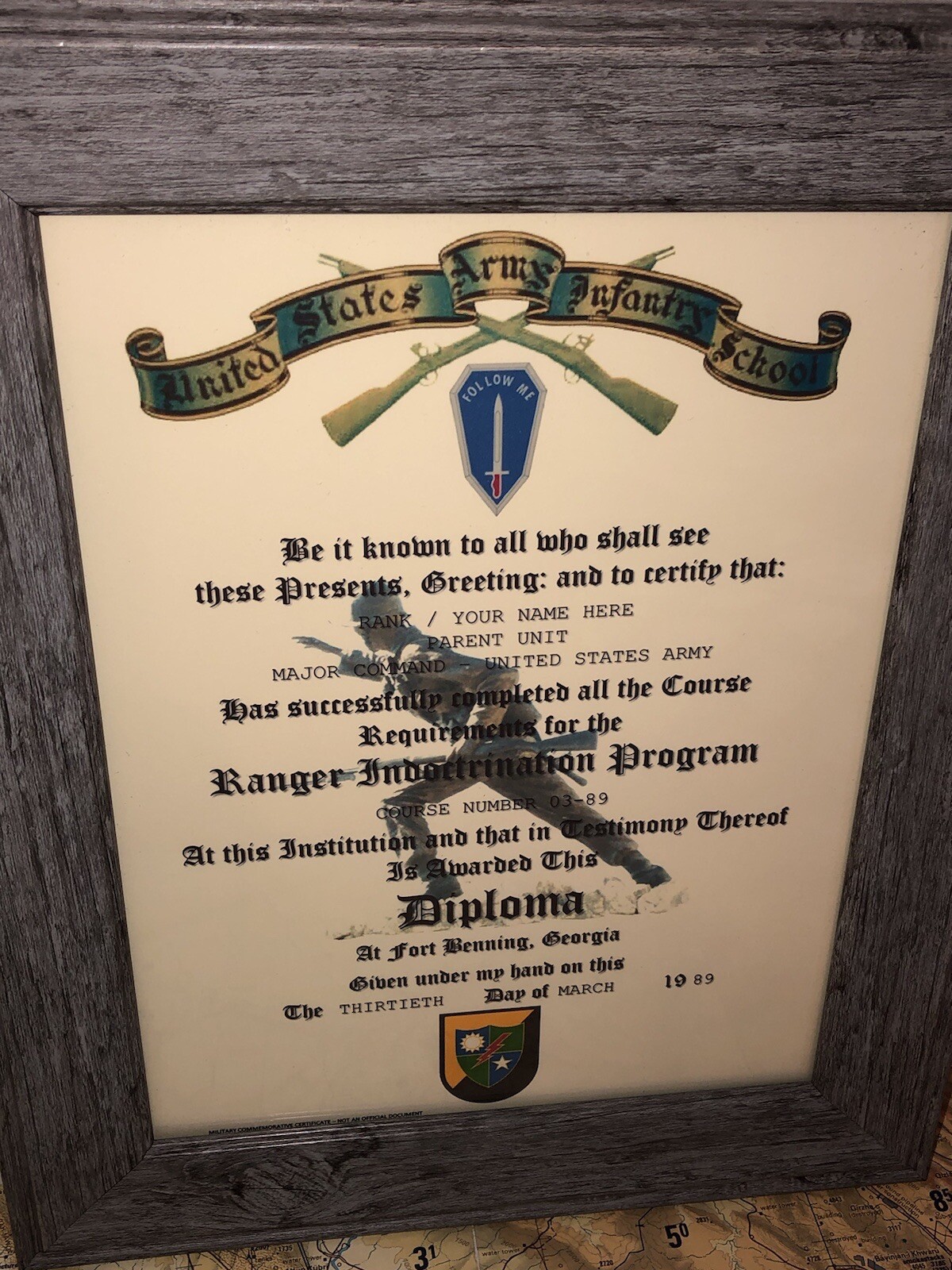 RANGER INDOCTRINATION PROGRAM DIPLOMA - U.S. ARMY / COMMEMORATIVE ...