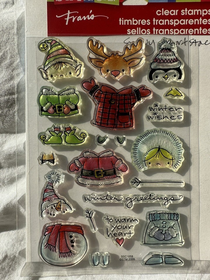 Stampendous Fran's Cling Stamps Christmas Set Elf Snowman | eBay