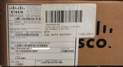 Cisco AIR-AP3802I-B-K9 802.11ac W2 AP w/CA Wireless Access Point (LOT ...