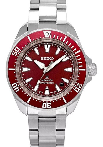 Seiko Men Prospex Samurai Diver Red Dial Stainless Steel Watch SRPL11 ...