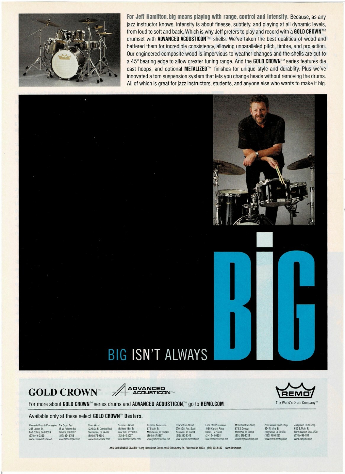 REMO Drumheads - JEFF HAMILTON - Print Advertisement | eBay