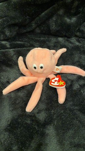 Rare TY Beanie Baby INKY The PInk Octopus 1994 PVC Retired with all ...