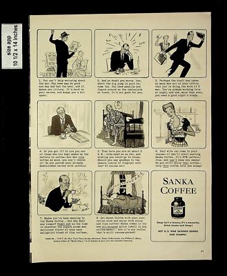 1945 Sanka Instant Coffee Sleeping All Day Drink Vintage Print Ad 9853 ...