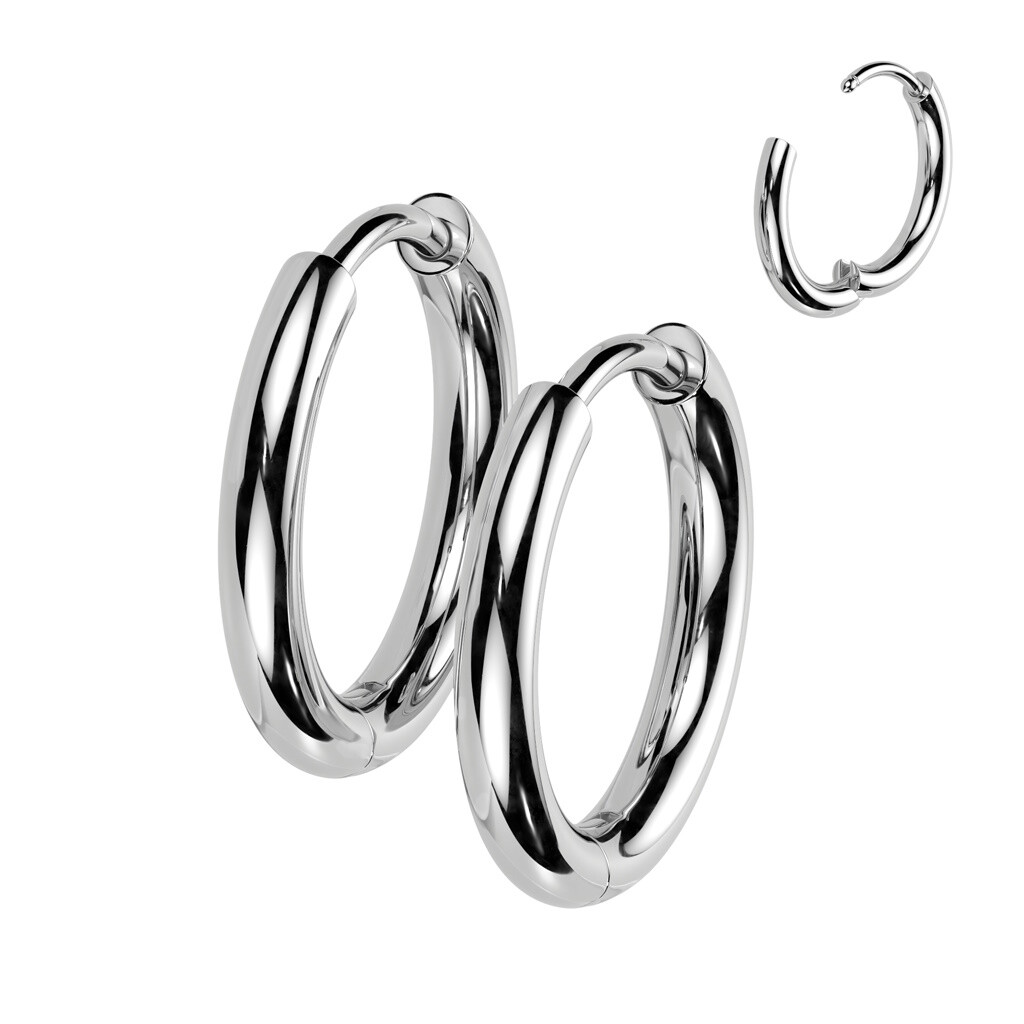 Pair of Implant Grade Titanium Hinged Plain Round Hoop Earrings - 8mm ...