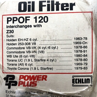 Power Plus Oil Filter PPOF 120 Z30, 1963-1991 BRAND NEW | eBay Australia
