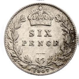 Great Britain 1907 six pence old world sterling silver coin #5502 | eBay