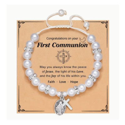 Girls First Holy Communion Bracelet - Adjustable Religious Bracelet ...