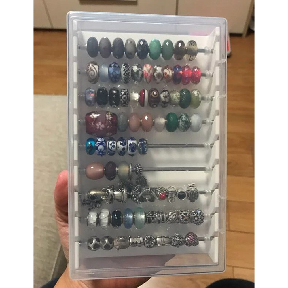 Acrylic Charms Box Bead Display Bracelet Necklace Stand W/ Lid Storage ...