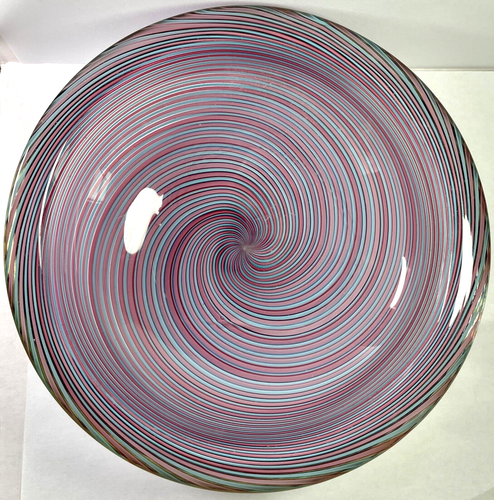 VINTAGE MURANO FINE MEZZA FILIGRANA SWIRL GLASS BOWL ATTRIBUTED TO DINO ...