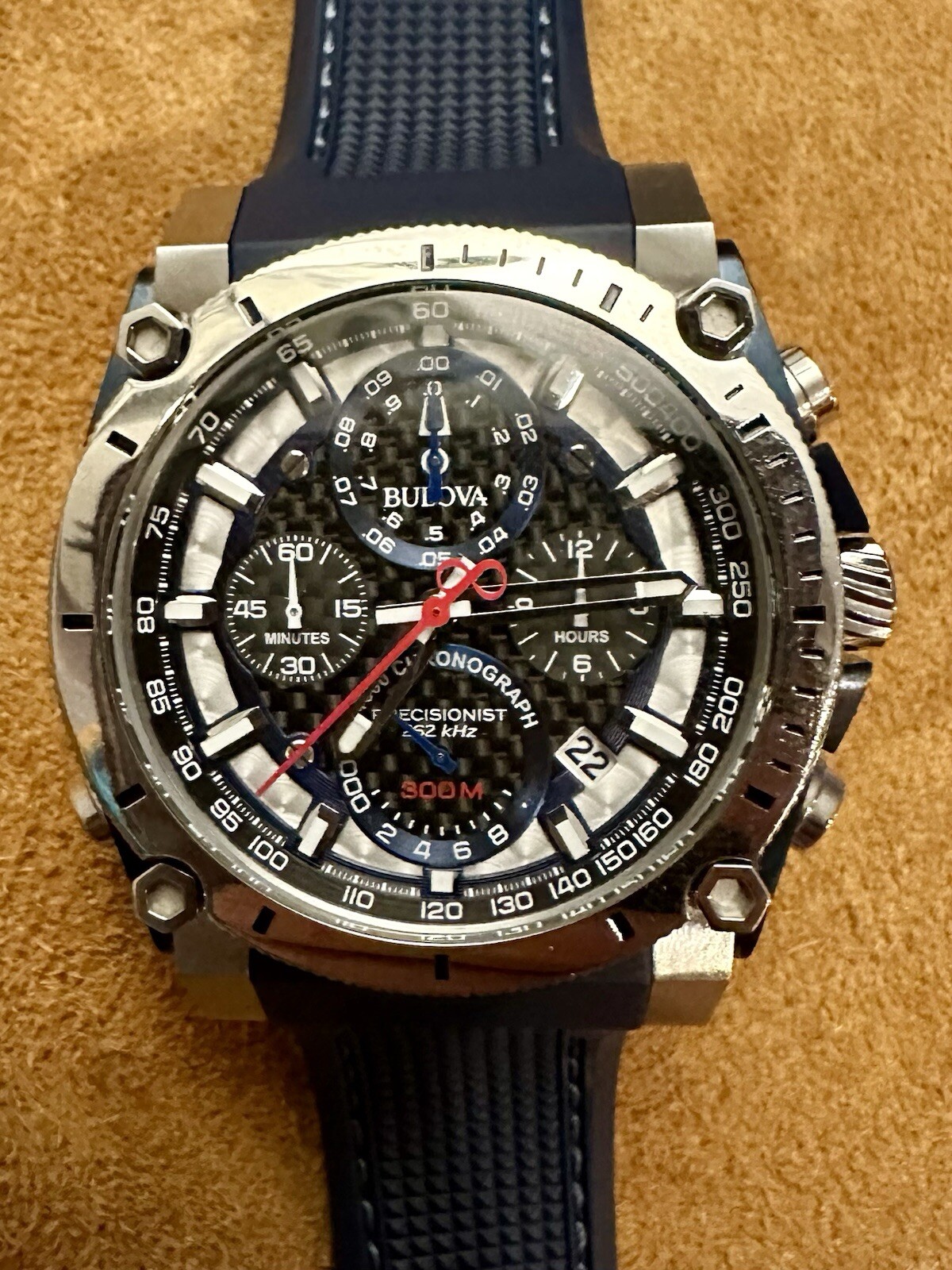 Bulova Icon Precisionist Chronograph Black Carbon Dial Watch 98B315 ...